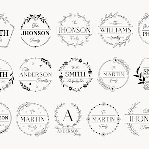 Family Name Monogram SVG Bundle: Floral Frame, Last Name Sign Designs ...