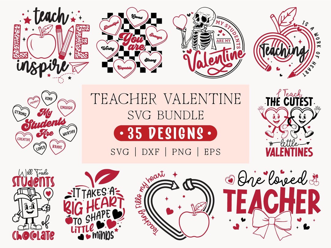 Teacher Valentine's Day SVG Bundle: Teaching Valentine, Love Teacher T ...