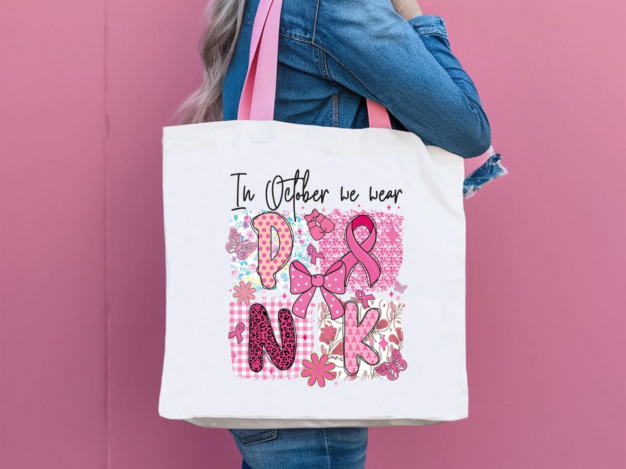 Preppy Breast Cancer Awareness PNG Sublimation: in October We Wear Pink ...