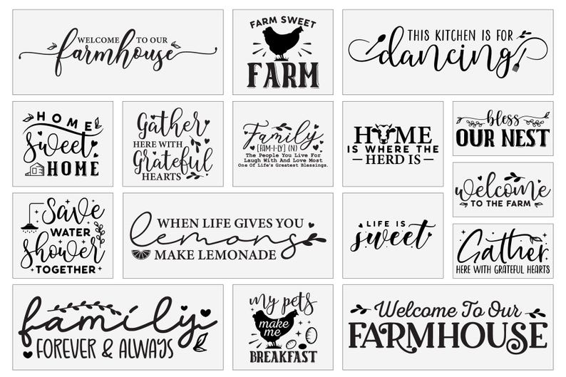 Farmhouse SVG Bundle: Funny Farm Sayings, Kitchen, Family, Country Sign ...