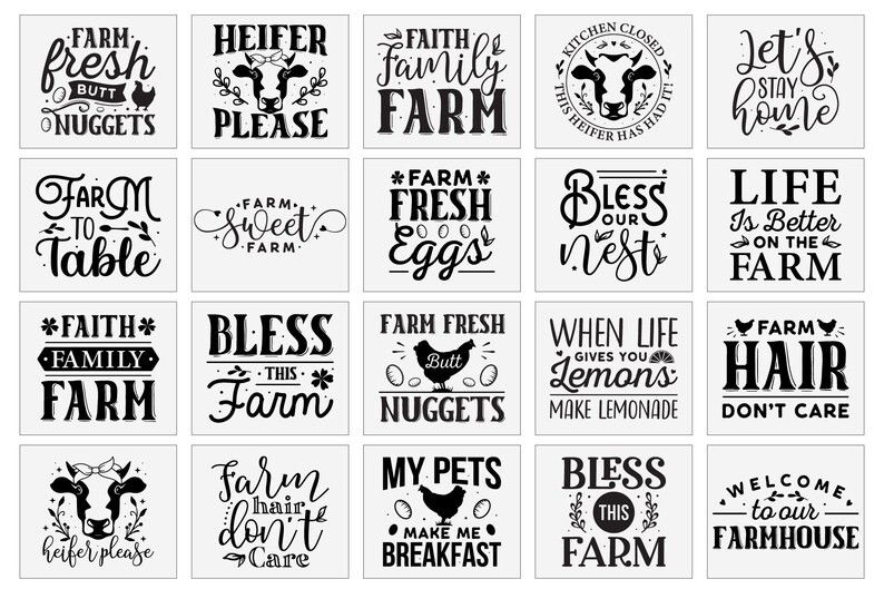 Farmhouse SVG Bundle: Funny Farm Sayings, Kitchen, Family, Country Sign ...