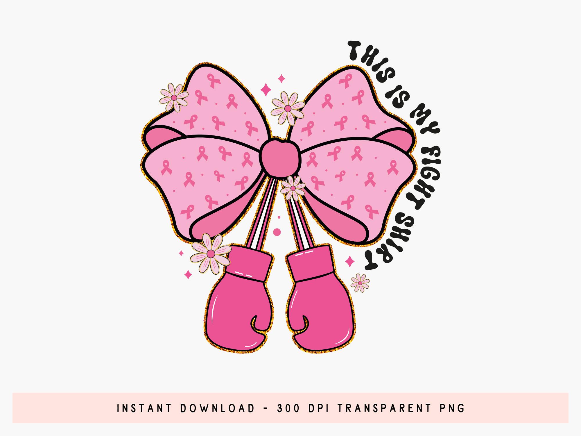 Preppy Breast Cancer Awareness PNG: Pink Ribbon Coquette Boxing Glove ...