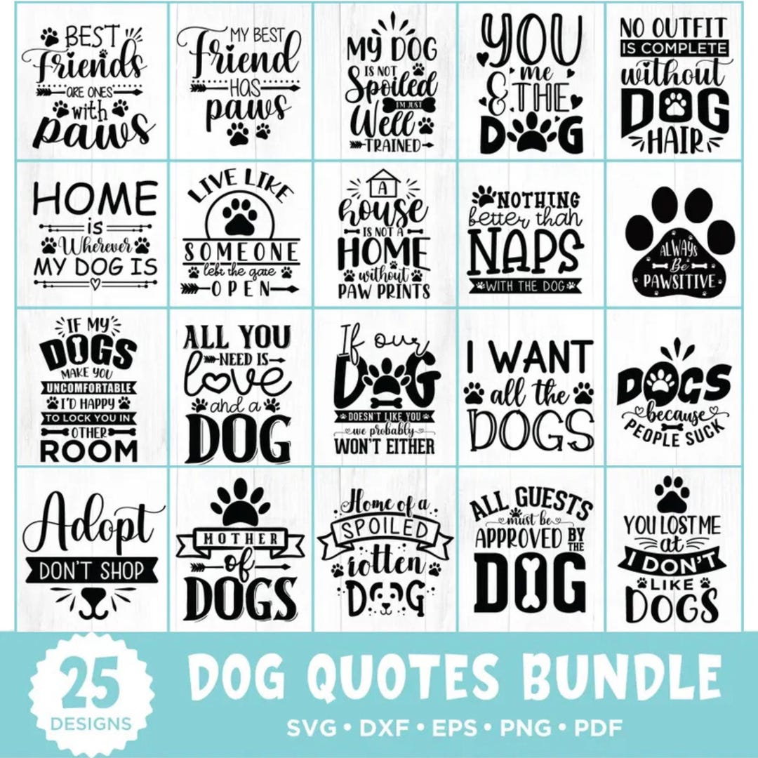 Dog Lover SVG Bundle: Dog Mom Quotes & Sayings, Paw Print Shirt Designs ...