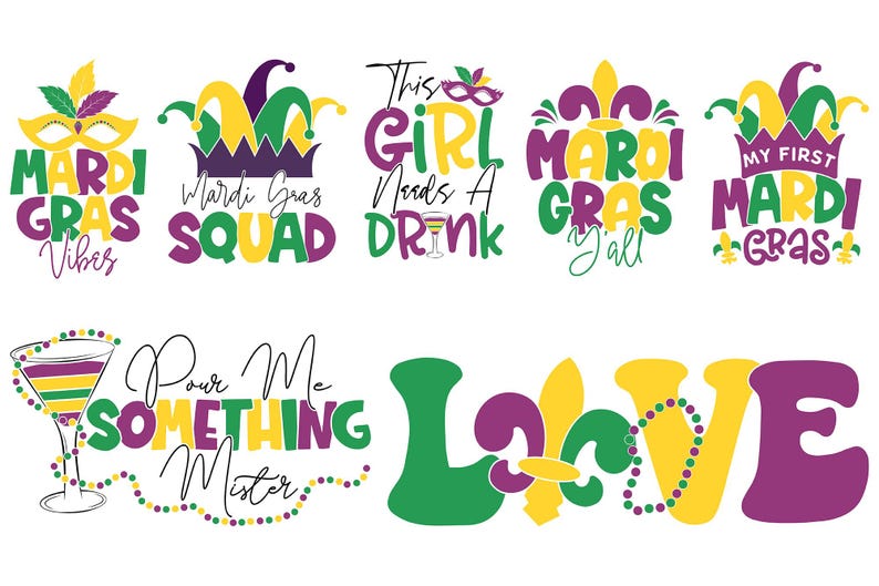Mardi Gras SVG PNG Bundle: Fleur De Lis, Fat Tuesday, New Orleans ...