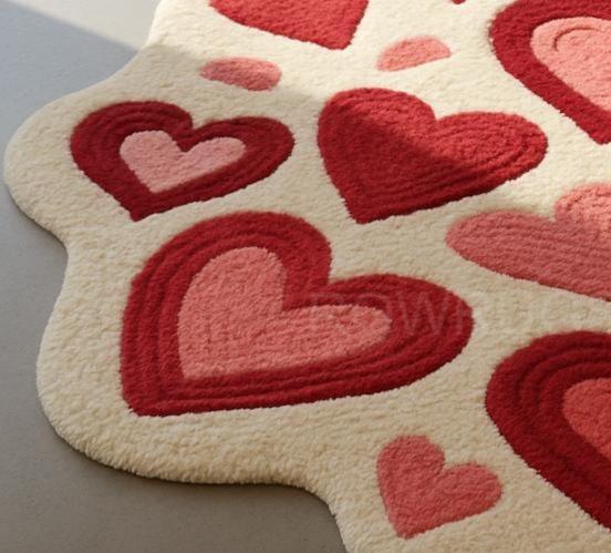 Hand-tufted Wool Heart Rug: Red & Pink Love Carpet - Etsy