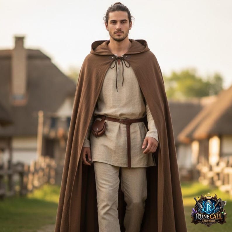 Medieval Hooded Cloak for Men – LARP Cape, Renaissance Costume Cloak ...