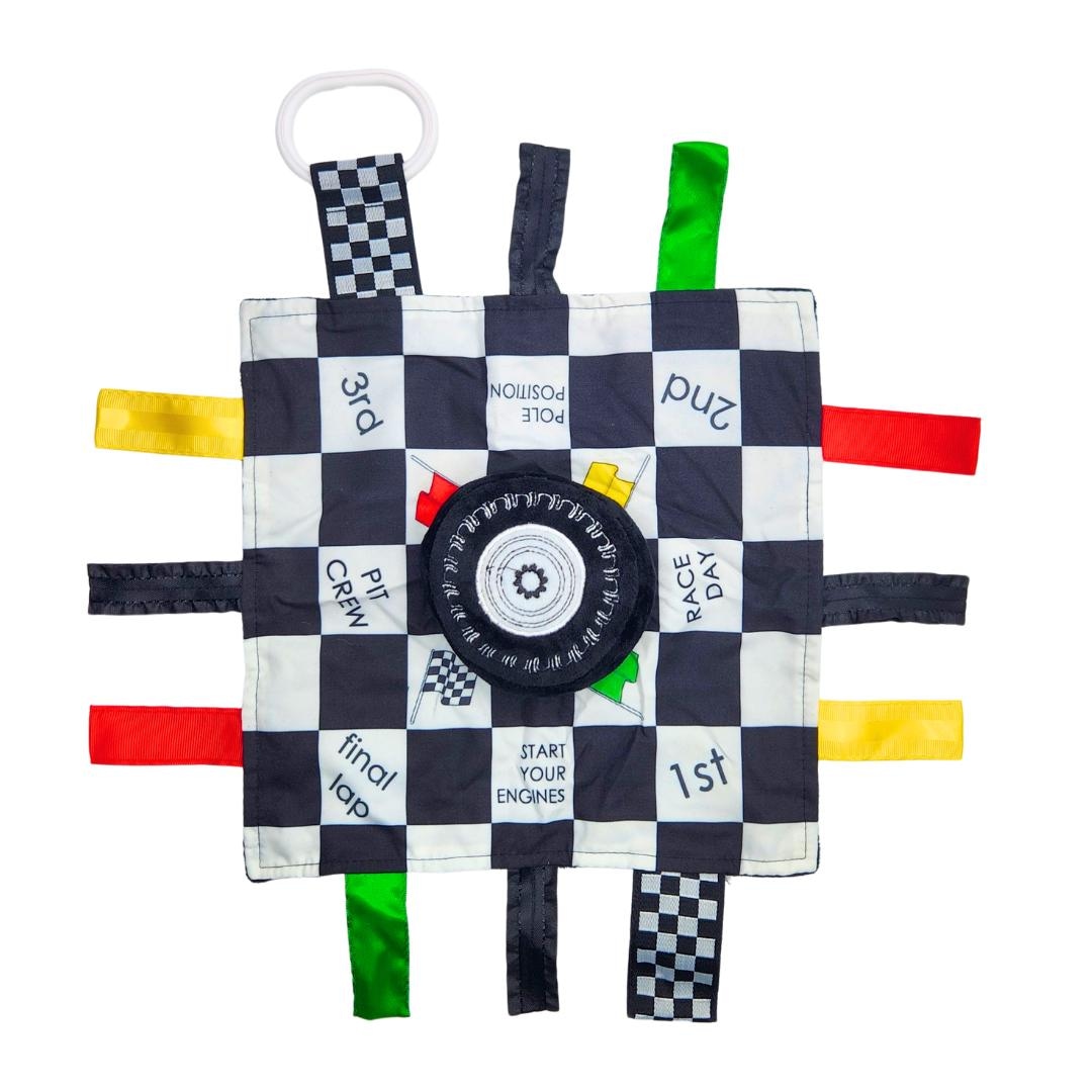 Car Racing Lovey: Baby Sensory Tag Toy With Clip - Etsy