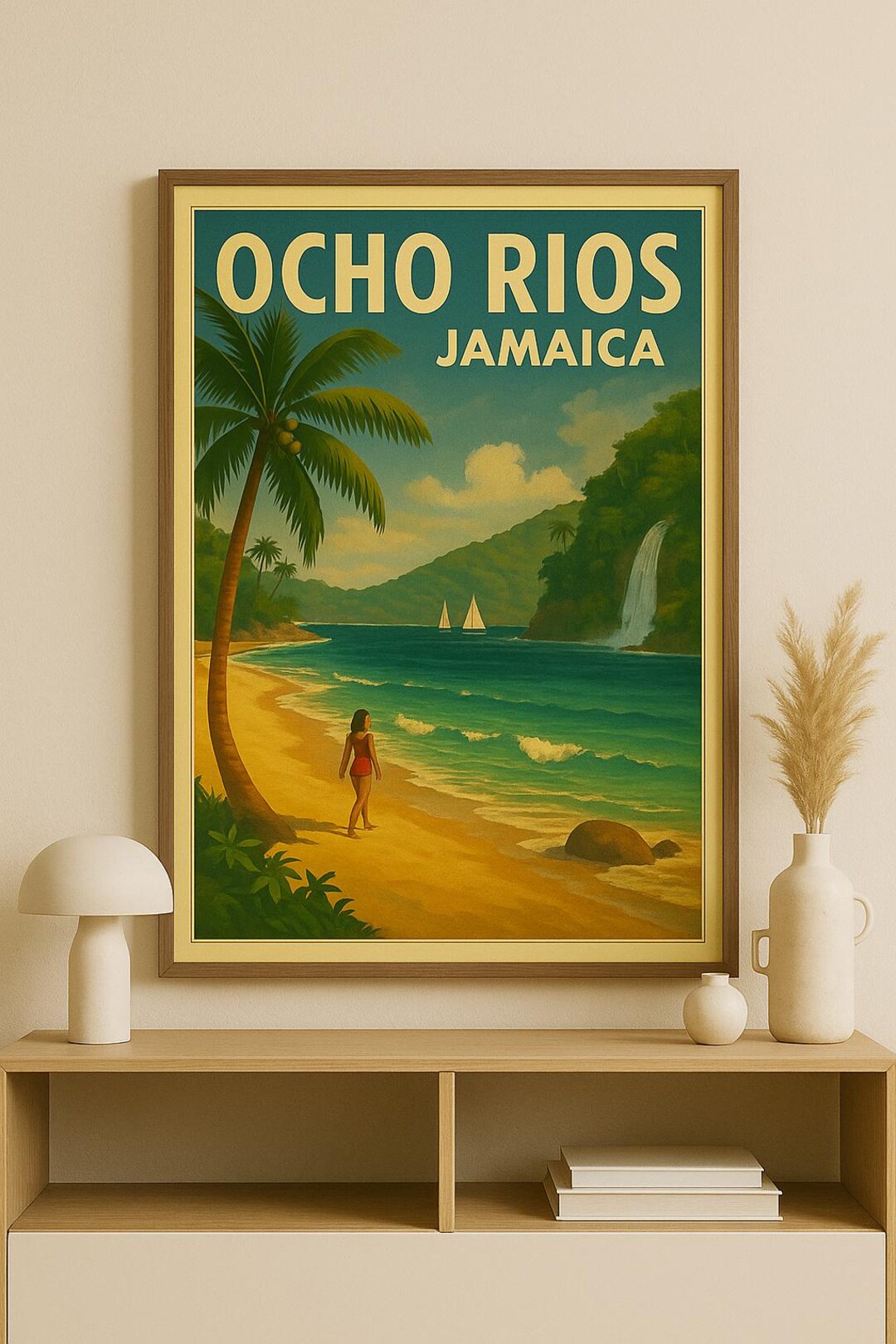Ocho Rios Jamaica Vintage Travel Poster: Retro Caribbean Wall Art ...
