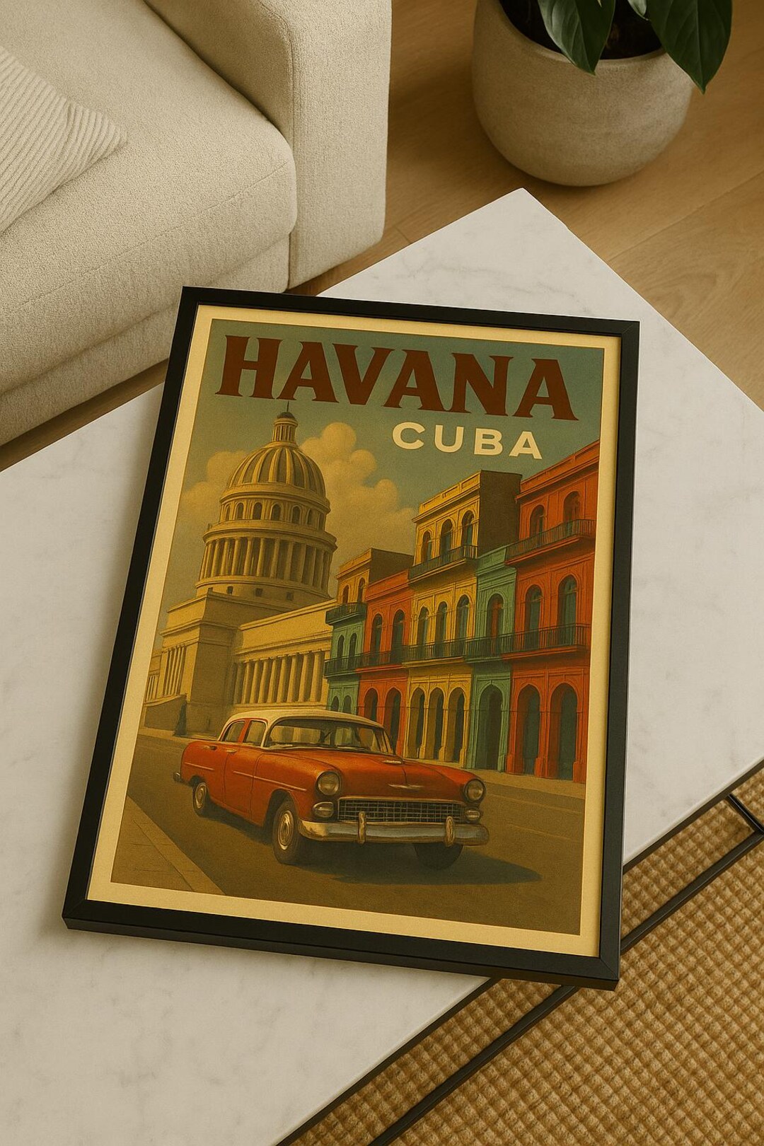 Havana Cuba Vintage Travel Poster | Retro Caribbean Art (digital ...