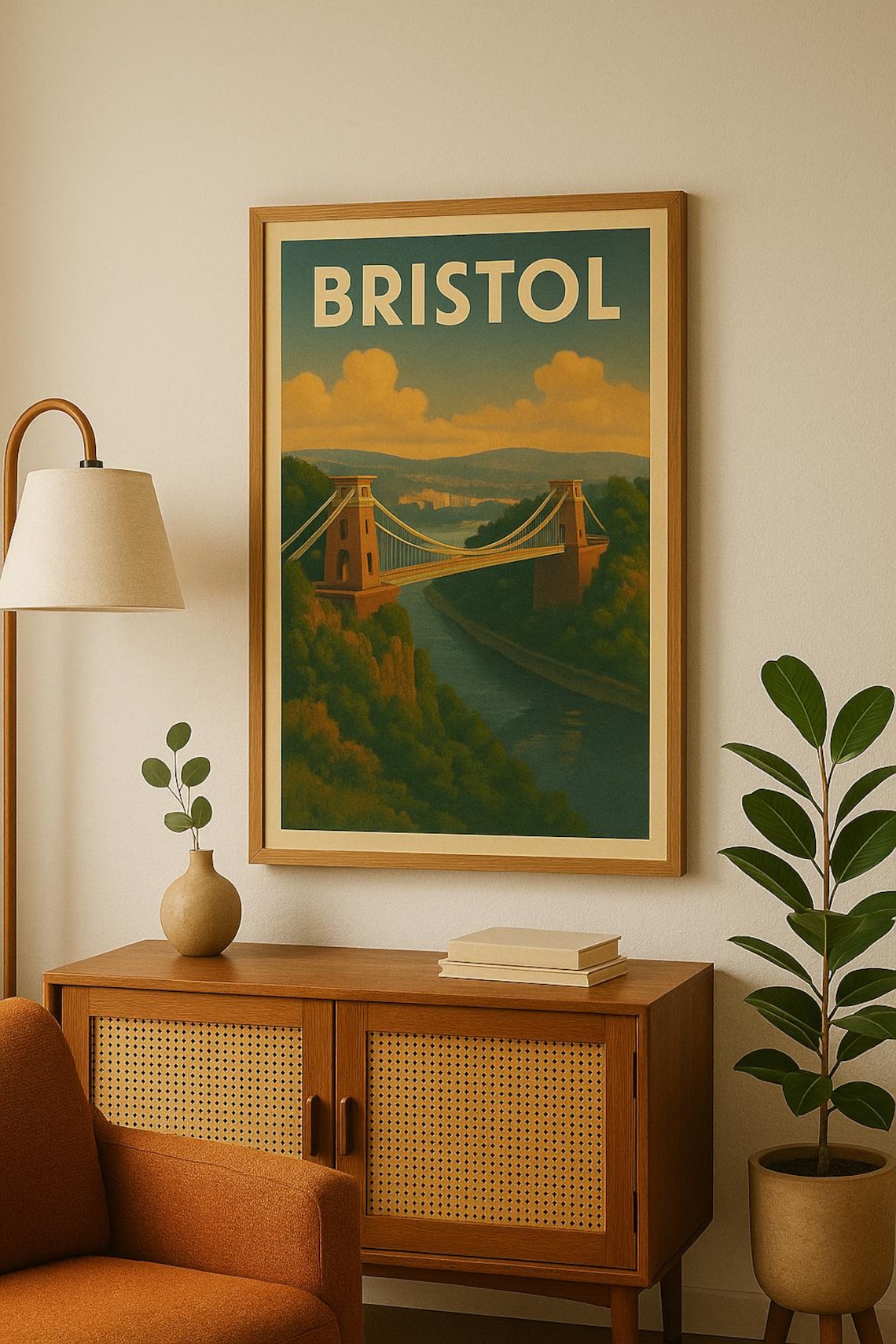 Bristol Travel Poster: Vintage UK City Print, Clifton Suspension Bridge ...