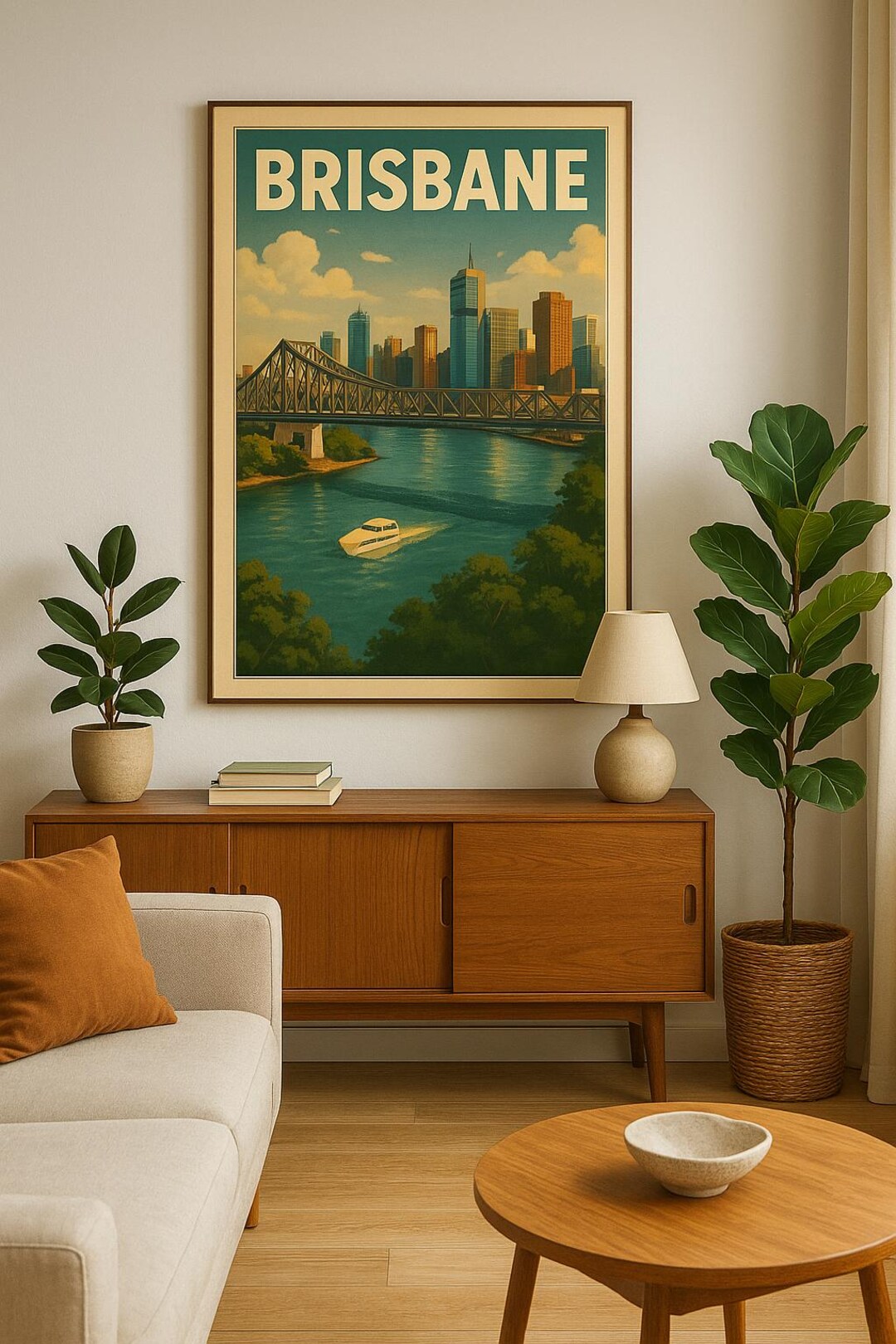 Brisbane Travel Poster: Retro Australia City Art Print (digital ...