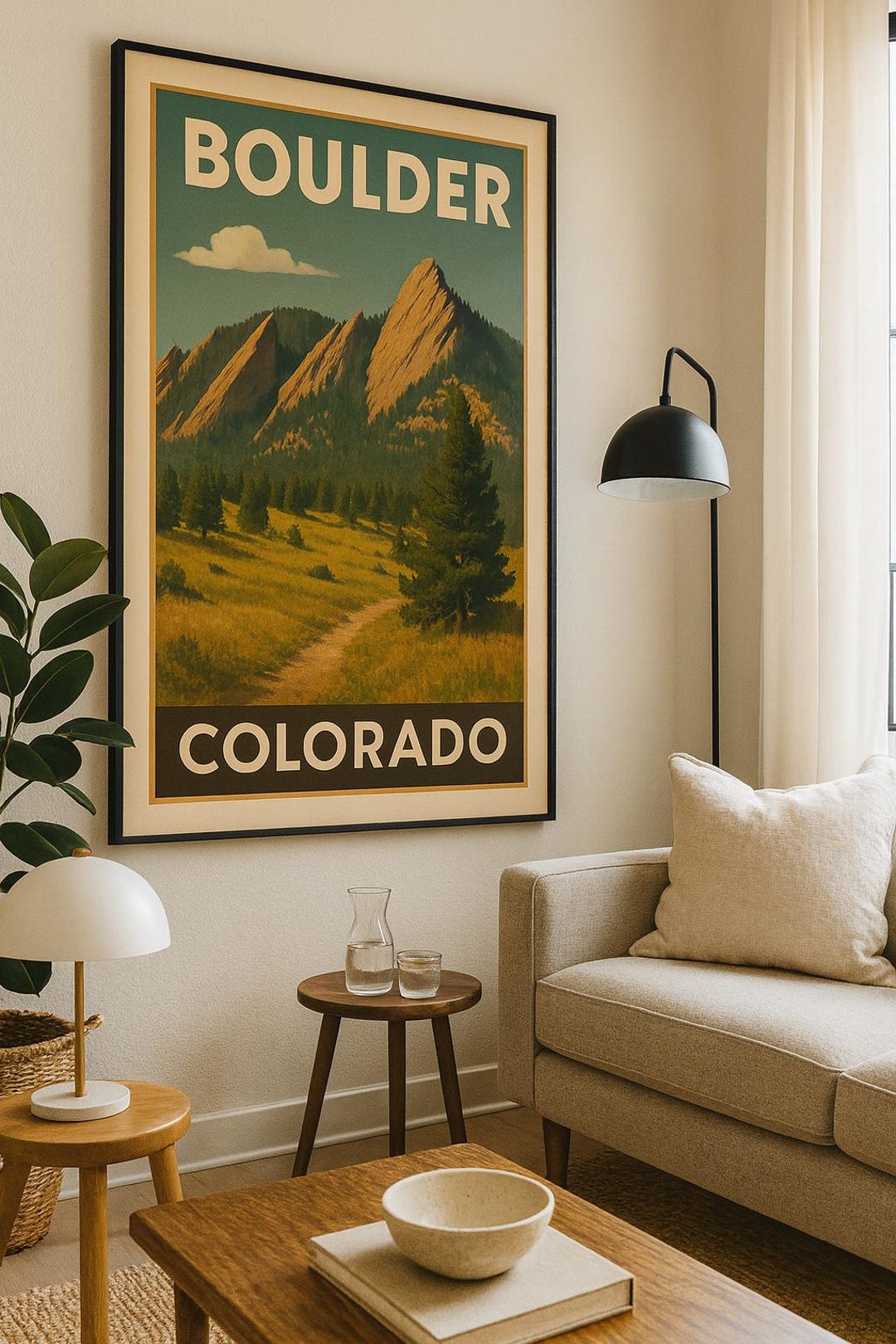 Boulder Colorado Travel Poster: Vintage Flatirons Print, Mid-century ...