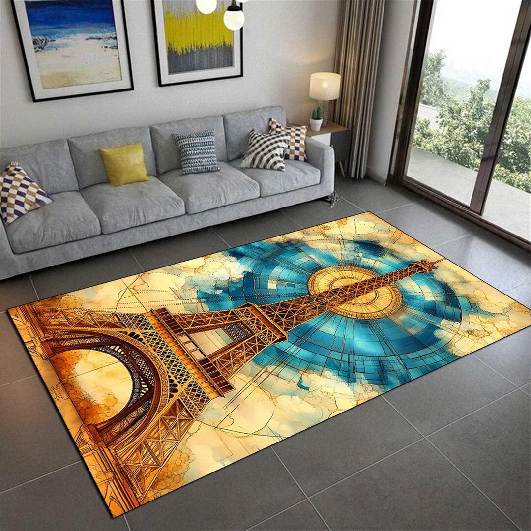 Eiffel Tower Rug,paris Art Print Rug,modern Travel Theme Floor ...