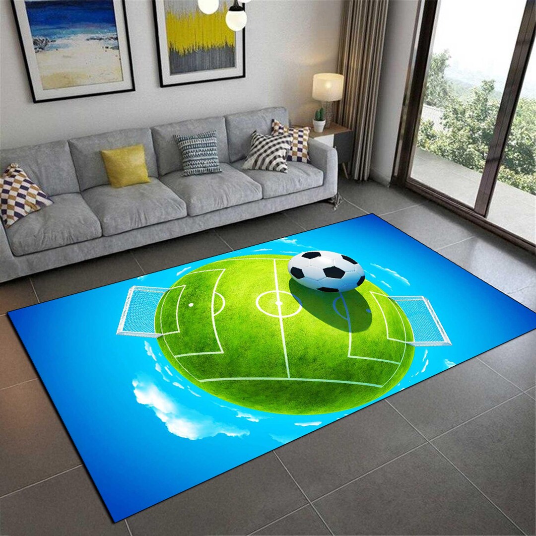 Soccer Field and Player Digital Print Rug,football Goalkeeper ...