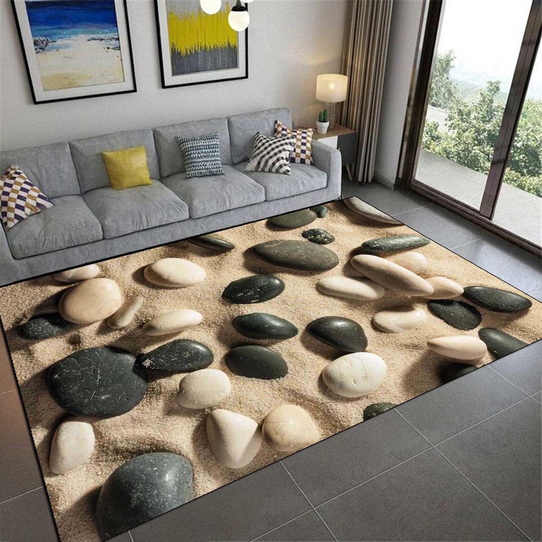 Stone Pebble Rug: Zen Decor, Non-slip, Machine Washable - Etsy