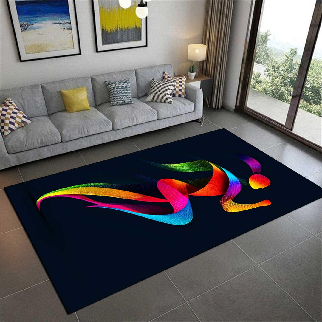 Absract Rainbow Sport Runner Digital Rug,dynamic Sport Athlete ...