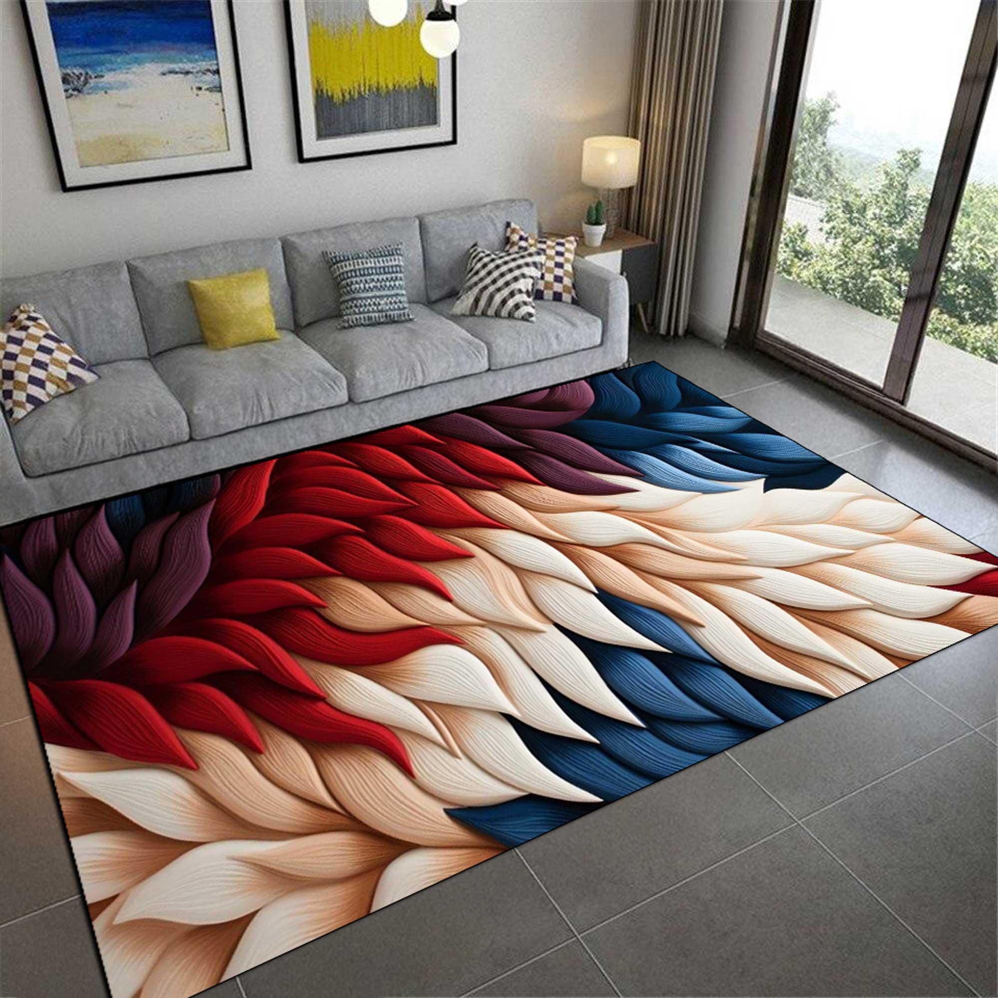 Colorful Abstract Area Rug, Modern Boho Decor, Non-slip, Washable - Etsy