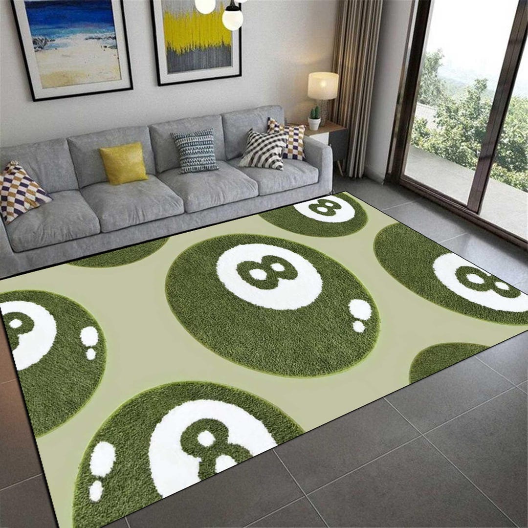 Living Room Rug,billiards Decor,funky Floor Mat,game Room Rug,8ball Rug ...