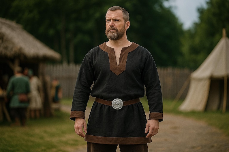 Medieval Larp Mens Tunic, Renaissance Pirate Viking Long Tunic, Ren ...