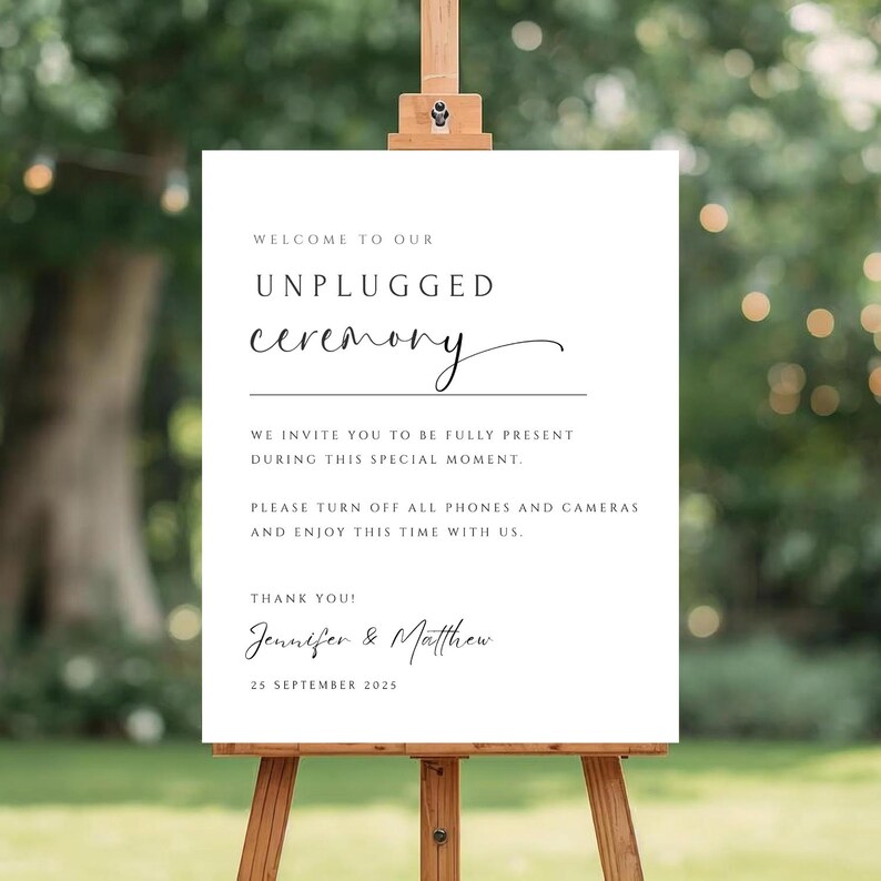 Unplugged Ceremony Wedding Sign, Wedding Signage, Wedding Decor ...