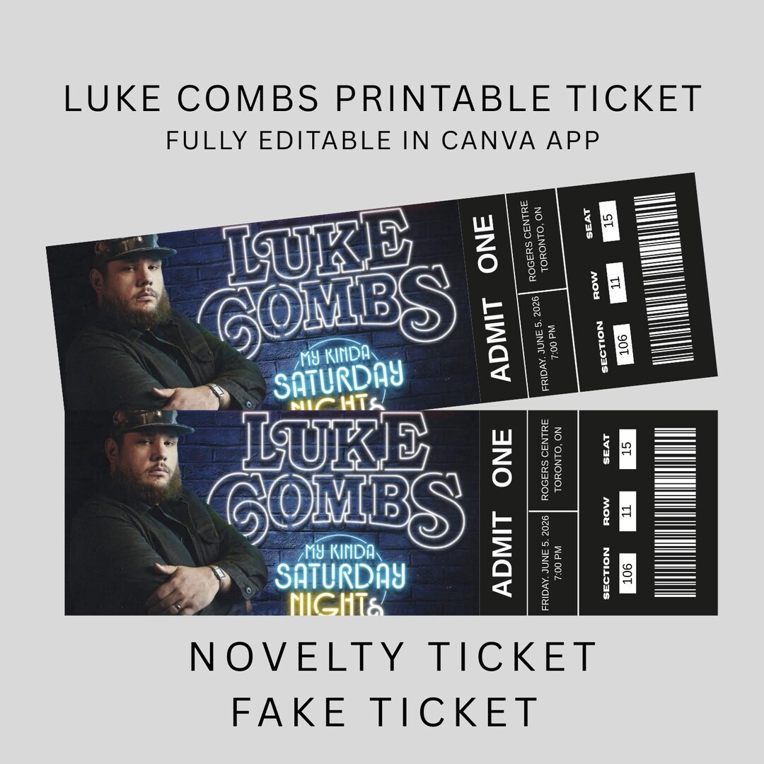 Entrada imprimible para el concierto de Luke Combs "My Kinda Saturday ...