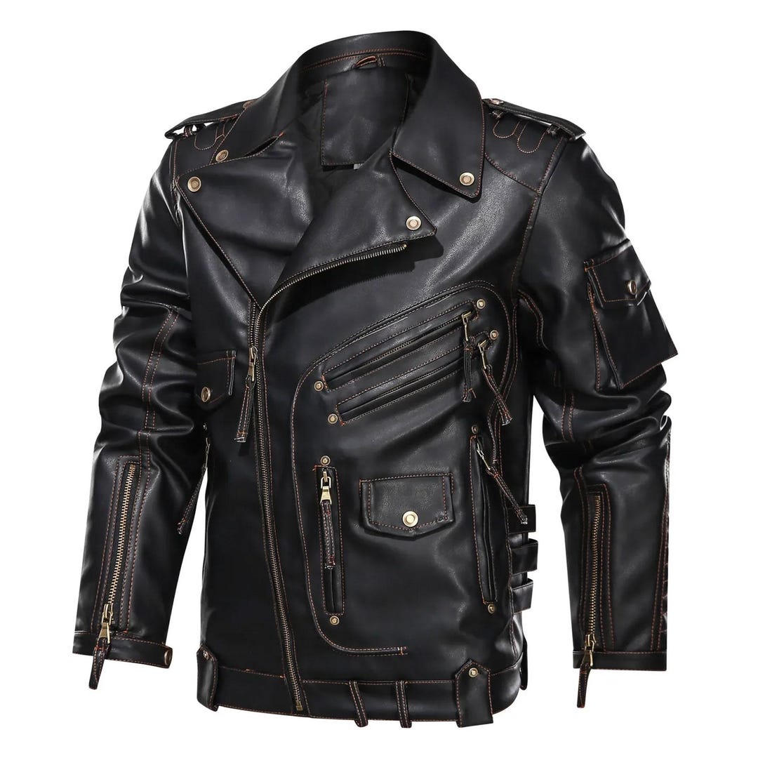 Men's Handmade Motorcycle Vintage Café Racer Biker Black Real Leather ...