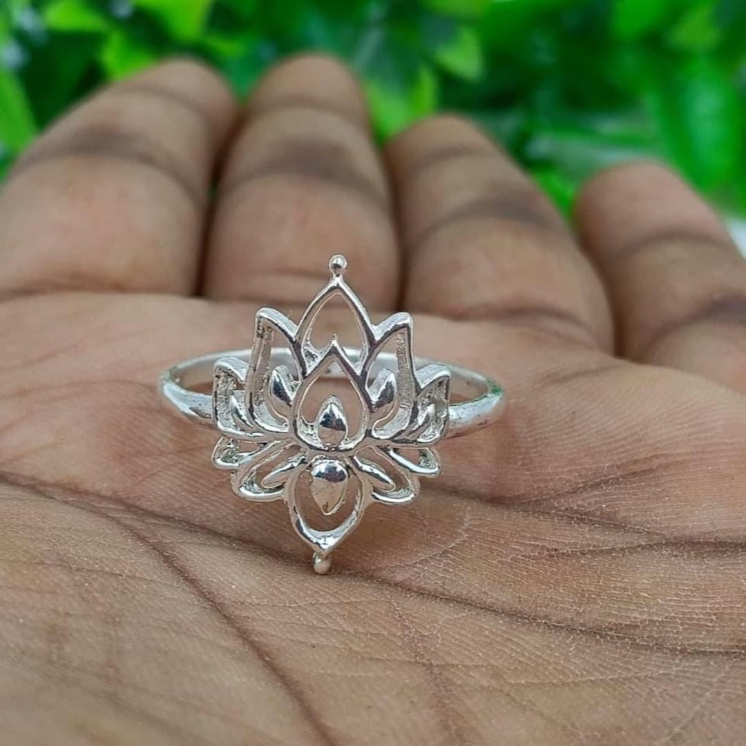 Sterling Silver Lotus Flower Ring, Spiritual Jewelry, Handmade - Etsy