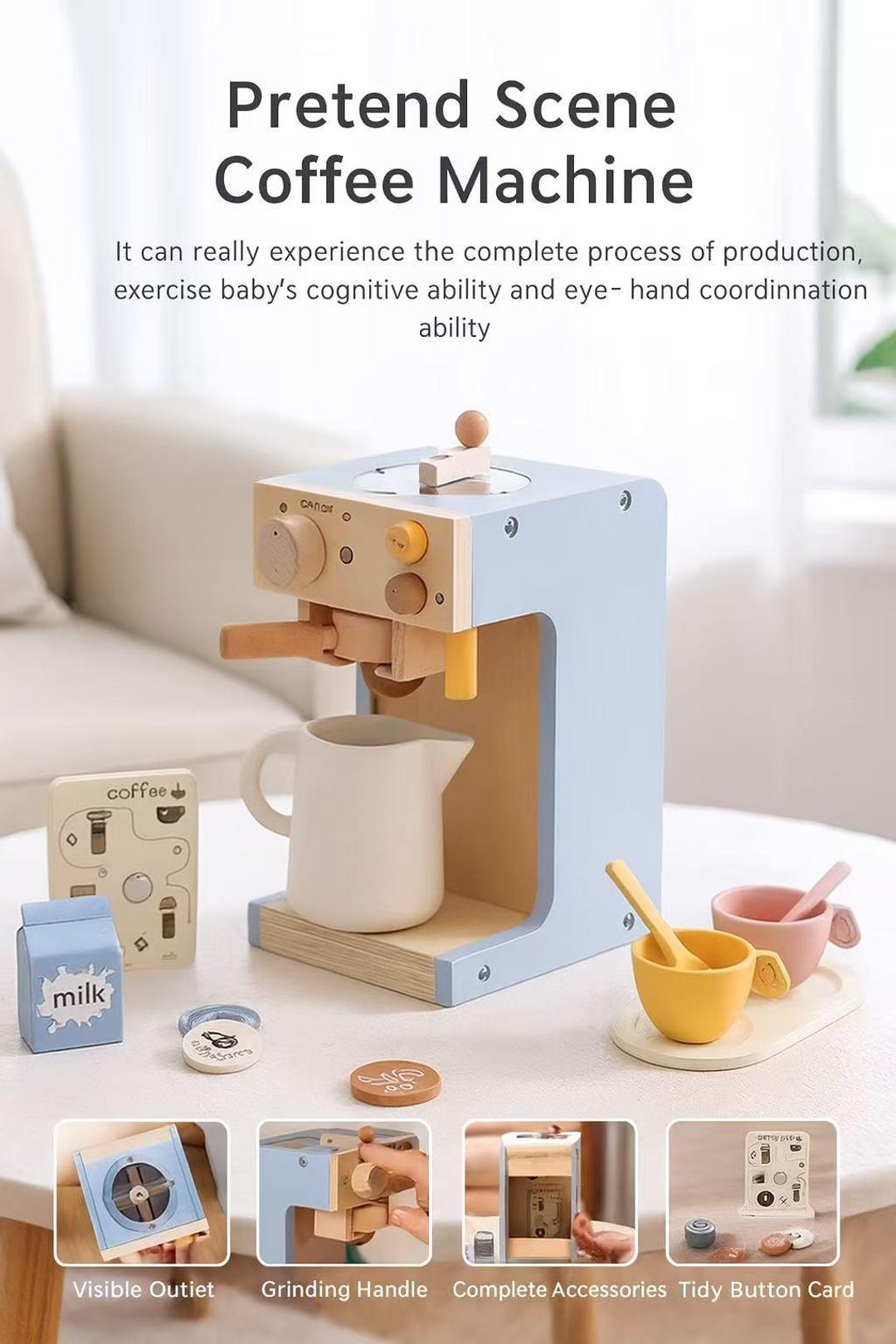 Wooden Coffee Machine Play Set: Kids Barista Role Play Toy - Etsy