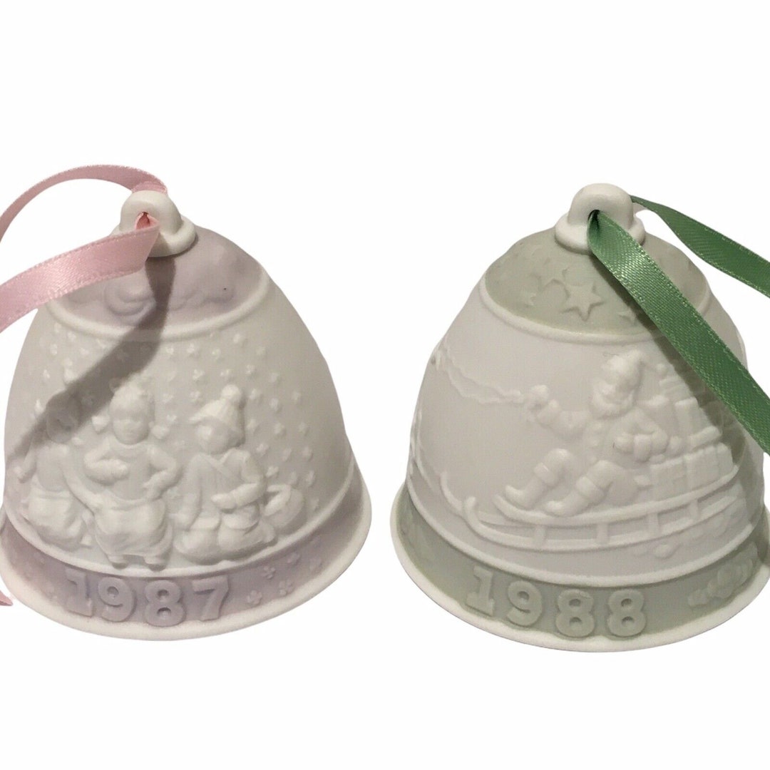 Vintage Christmas LLADRO BELLS 2 Porcelain Santa Children 1987 1988 ...
