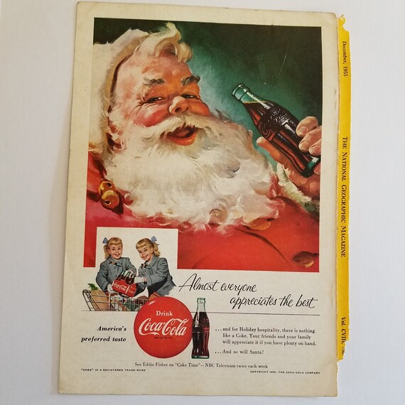 Vintage 1955 COCA COLA COKE Santa Eddie Fisher Coke Time Ad - Etsy
