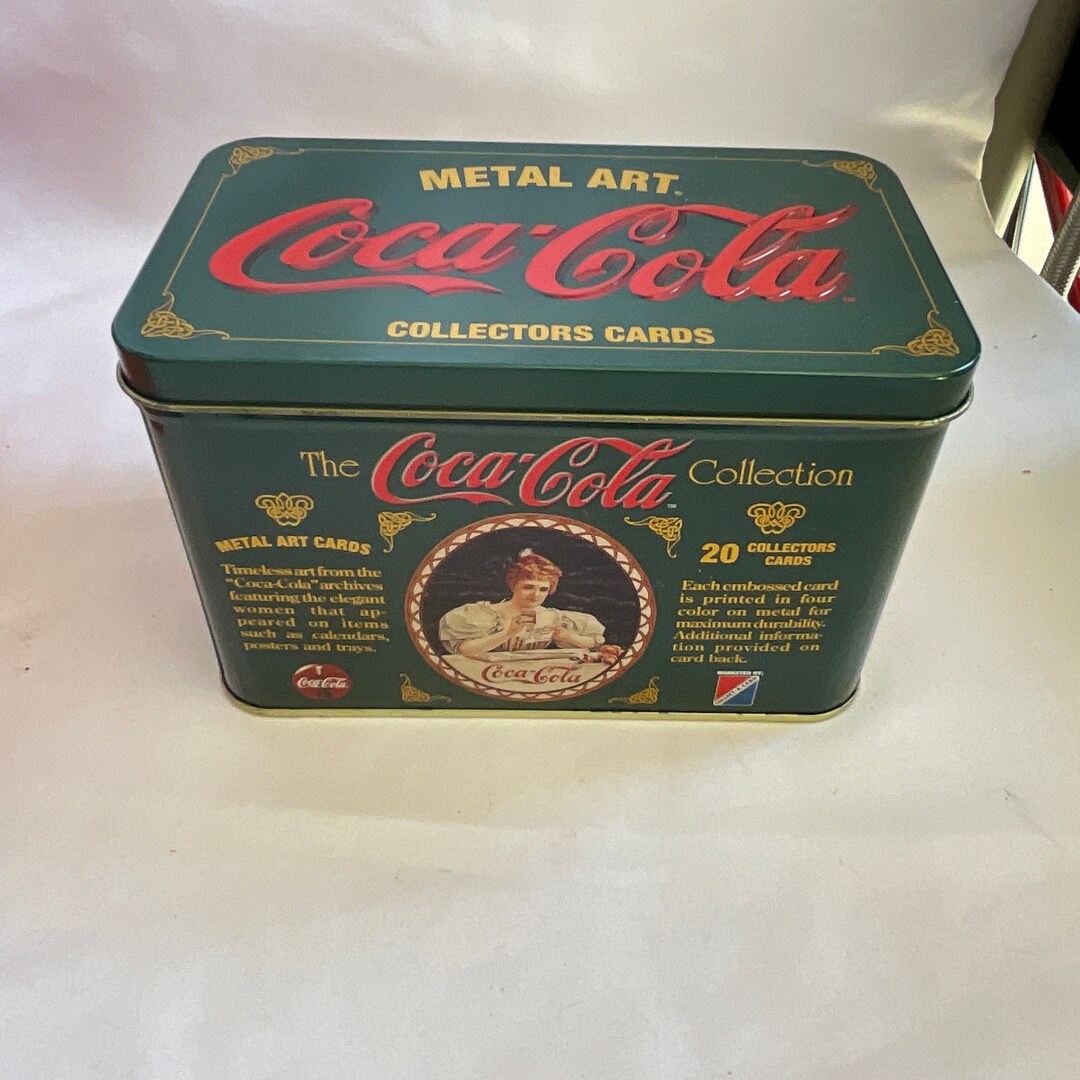 Coca-cola Metal Art Collectors Cards Tin Collect-a-card 1994 Green Box ...