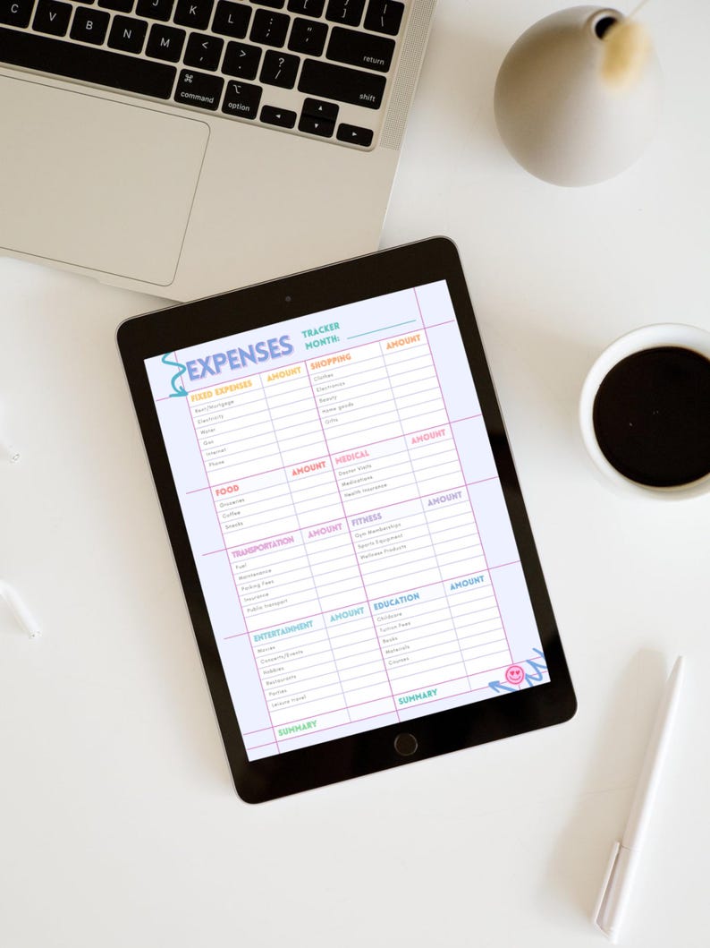 Pastel Cute Expense Tracker | Printable Budget Planner | Monthly ...