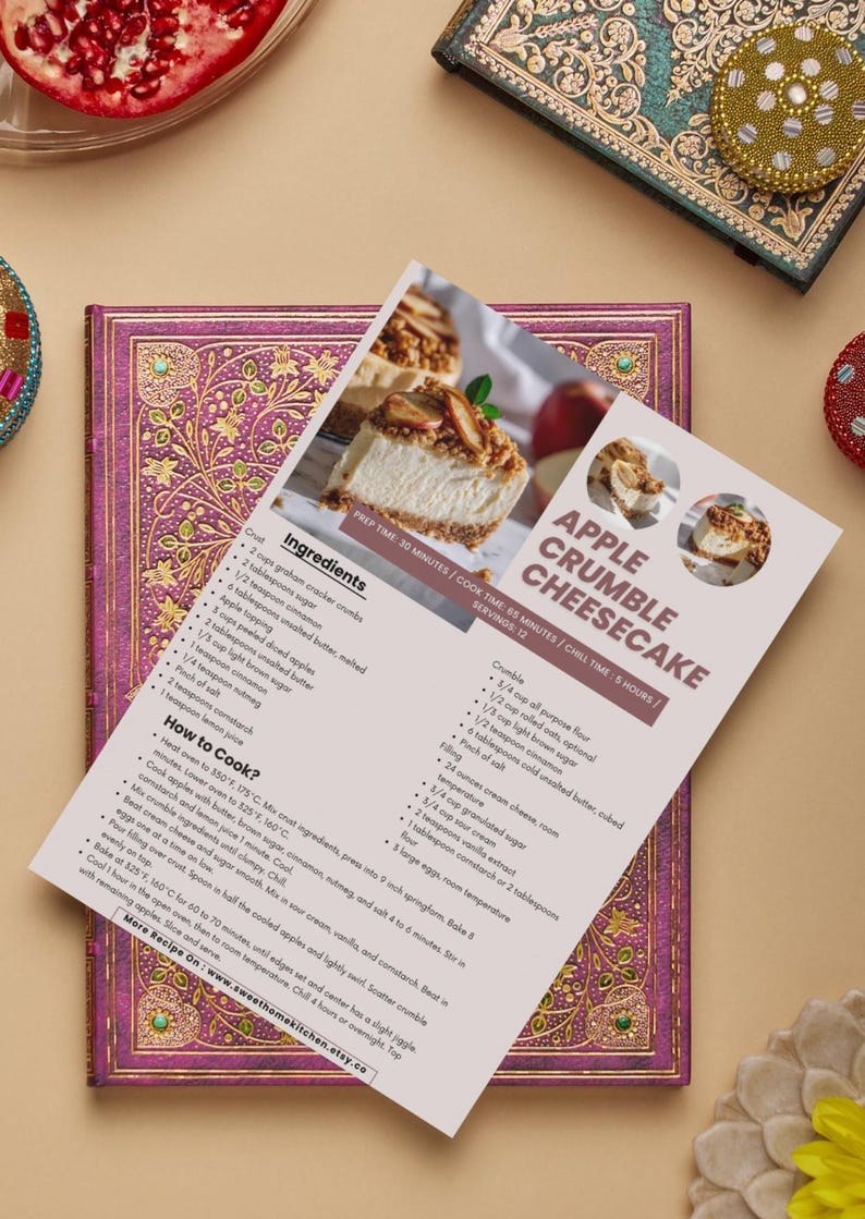 Apple Crumble Cheesecake Recipe: Easy Fall Dessert (instant Digital ...