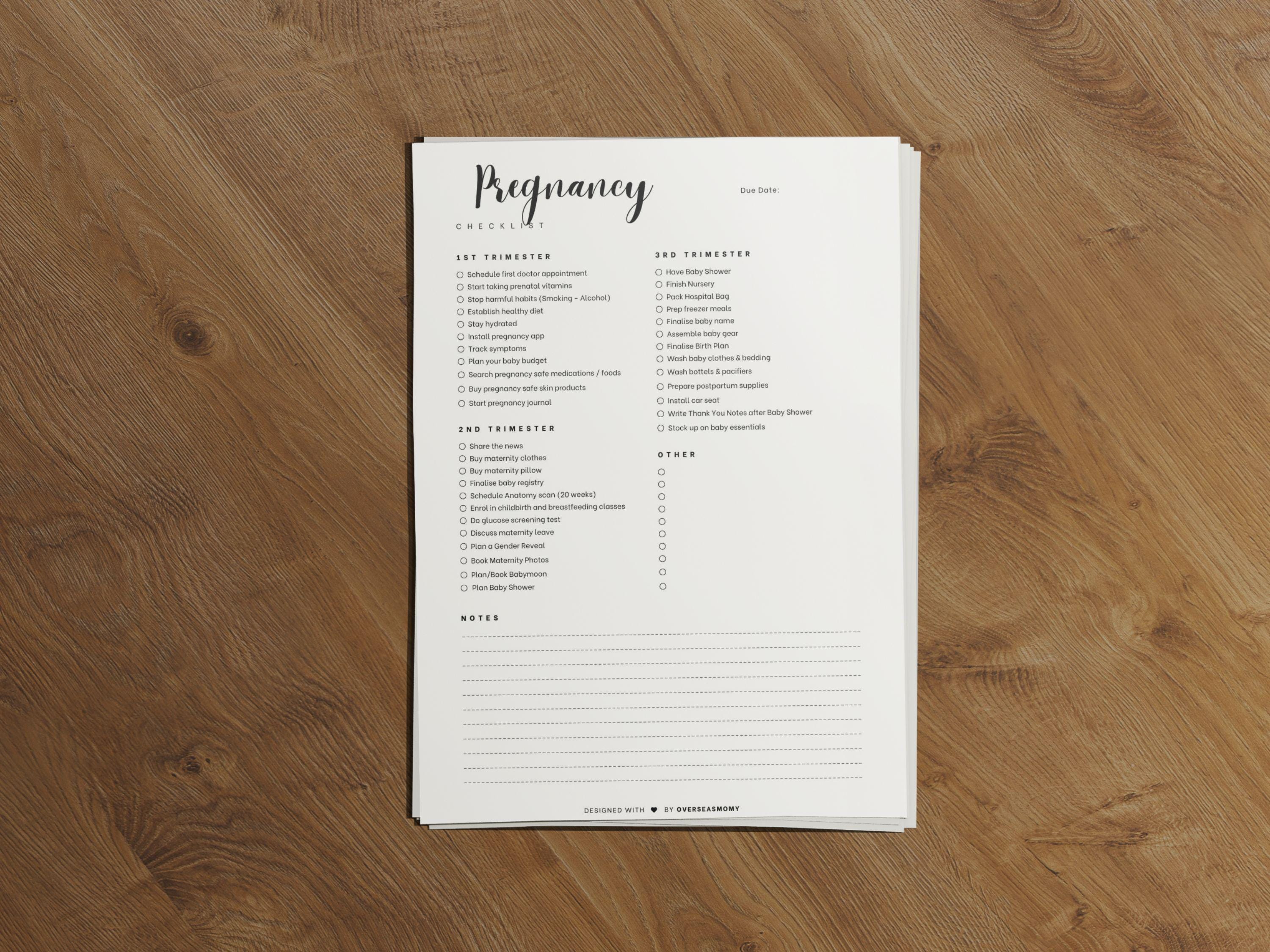 Printable Pregnancy Checklist PDF, Trimester Tracker for Moms-to-be ...