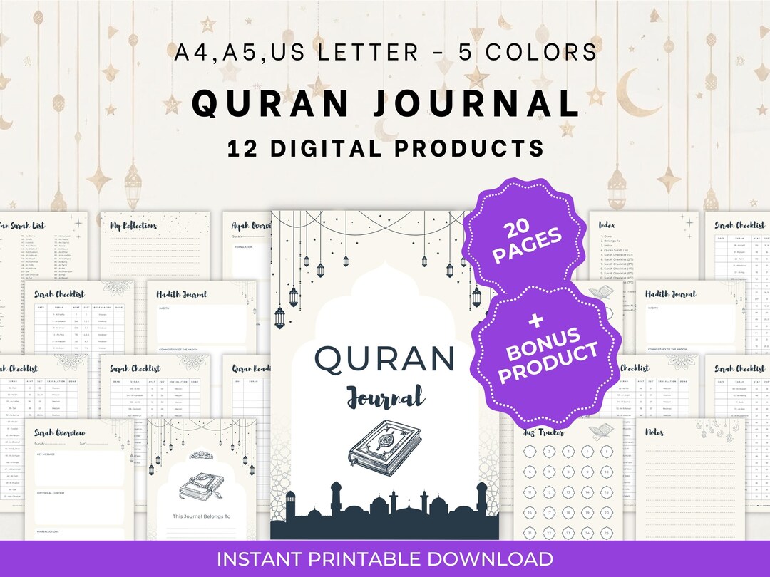 Digital Quran Journal | Islamic Planner | Surah Tracker | Quran Reading ...