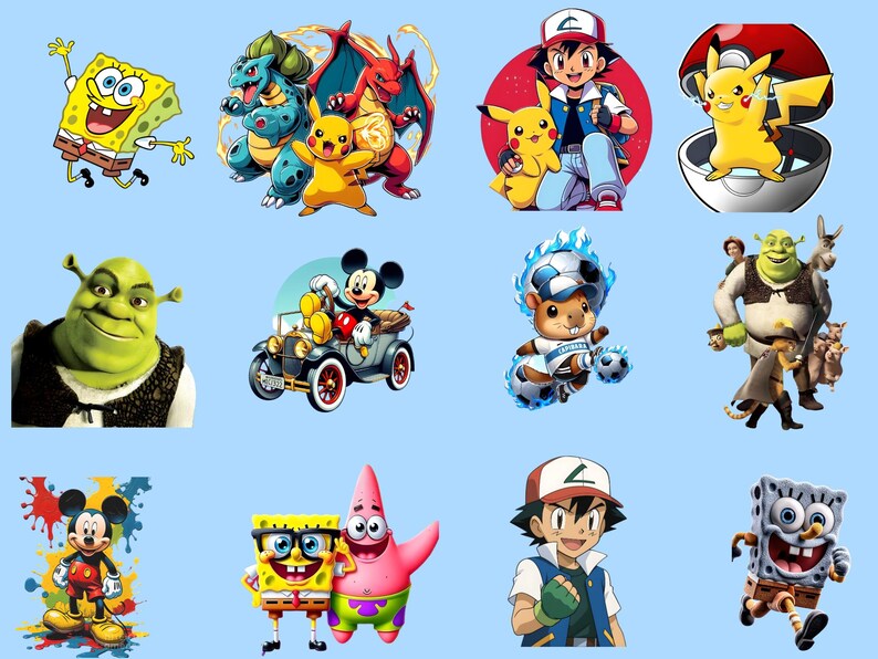 50+ Funny Cartoon Character PNG Bundle, Retro Clipart (digital Download ...