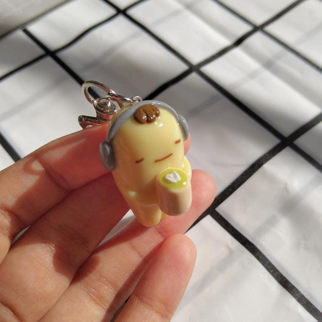 Polymer Clay Charm Keychain, Cute Kawaii Keychain, Cozy Vibe Handmade ...
