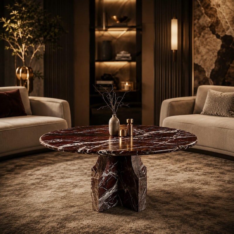 Burgundy Marble Coffee Table - Etsy Finland