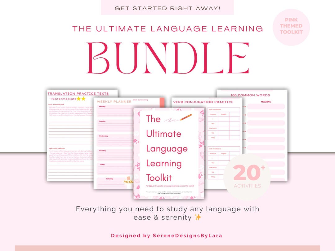 Language Learning Bundle: Study, Planner, Worksheets, Journal Digital ...
