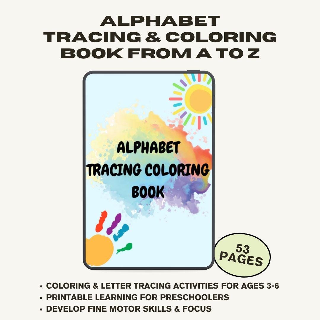 Alphabet Tracing and Coloring Children's Book From A to Z, a Printable ...