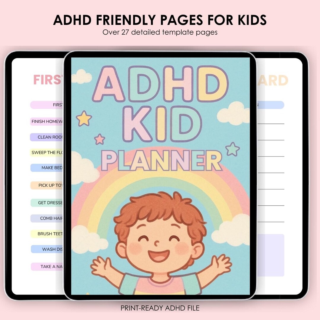 Printable ADHD Planner for Kids Daily Schedule Routines Sensory Break ...