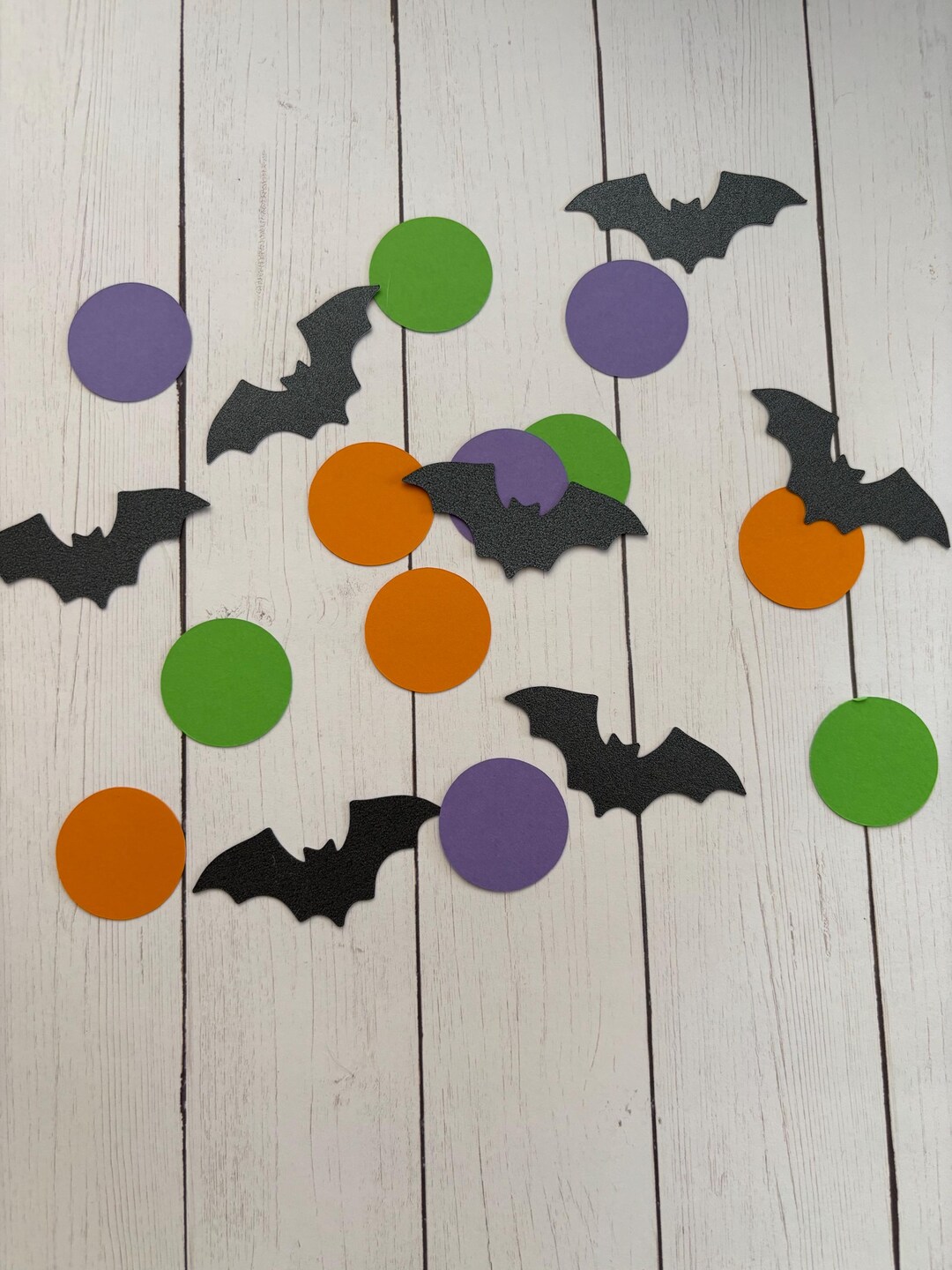 Handmade Halloween Confetti – Bats and Colorful Circles - Etsy