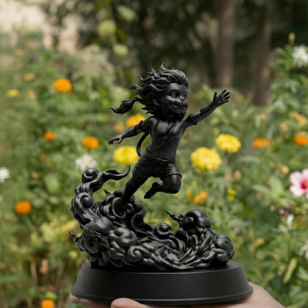 Luxury Sculpture | Young Hanuman – the Fool Tarot | Luxury Black Resin ...