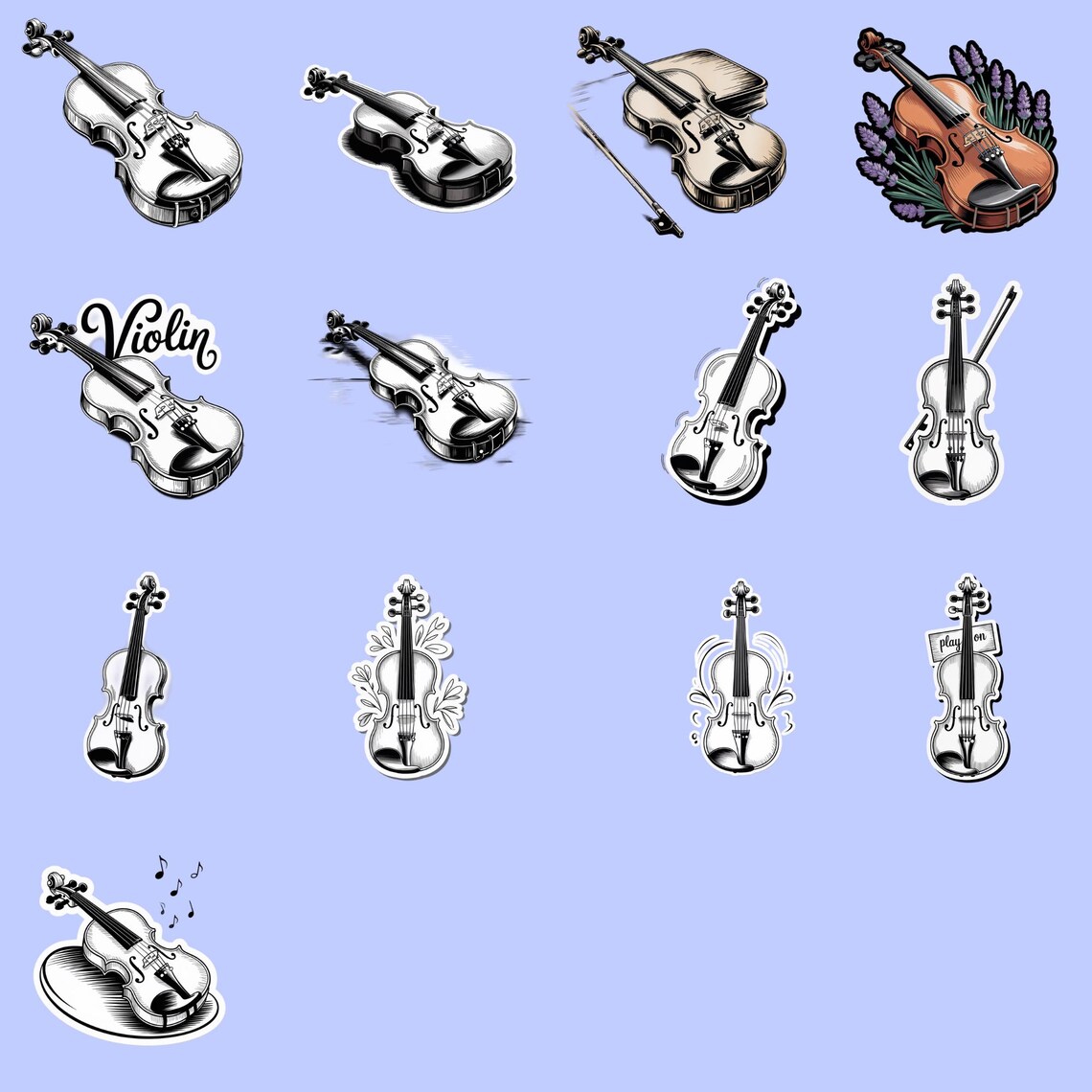 Violin Digital Sticker | Music Sticker for Digital Planner, Scrapbook ...