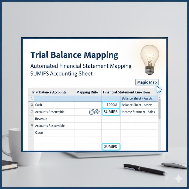 Trial Balance Mapping Tool | Excel SUMIFS Financial Statement Template ...