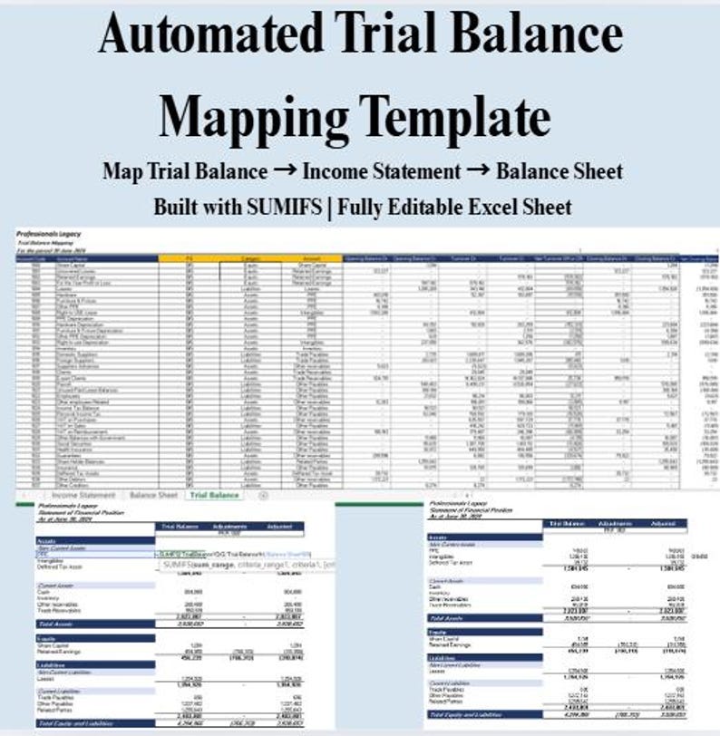 Trial Balance Mapping Tool Excel | Financial Statement Mapping Template ...