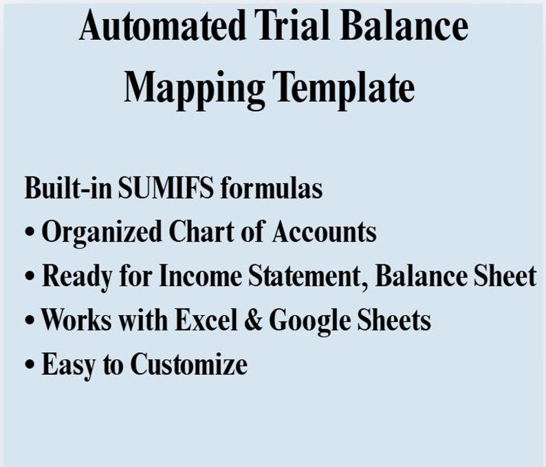Trial Balance Mapping Tool | Excel SUMIFS Financial Statement Template ...