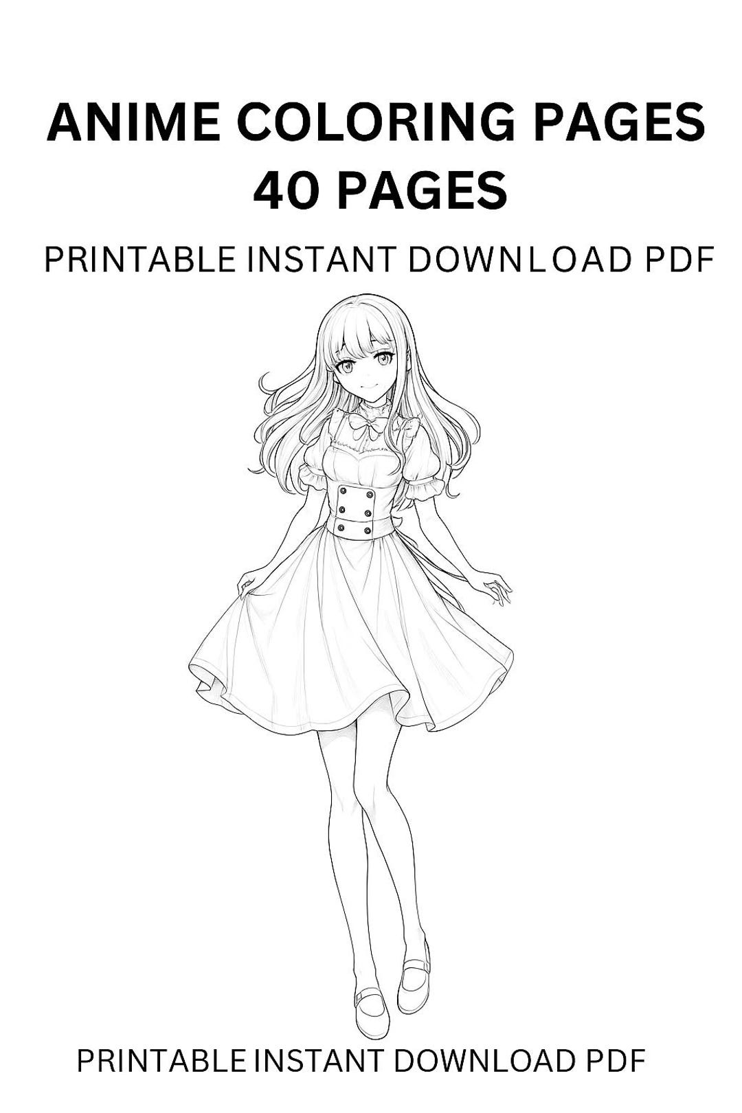 Anime Coloring Pages 40 Pages Printable Instant Download PDF Best ...
