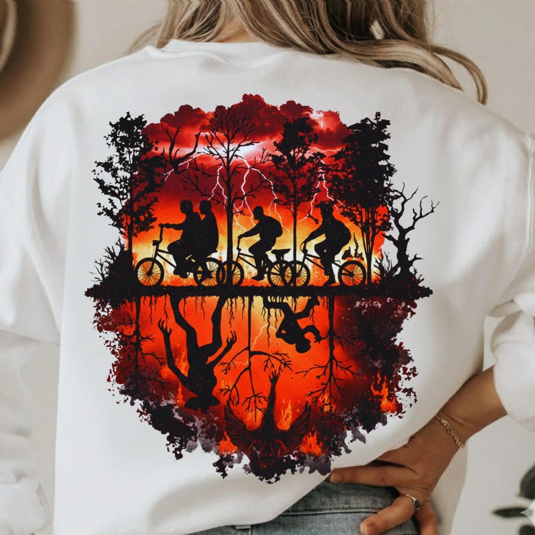 Upside Down Silhouette Sunset PNG Graphic - 80s Horror TV Show Fan Art ...