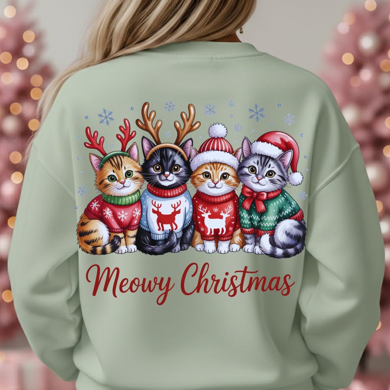 Meowy Christmas Cat PNG: Holiday Sweater Clipart (digital Download) - Etsy